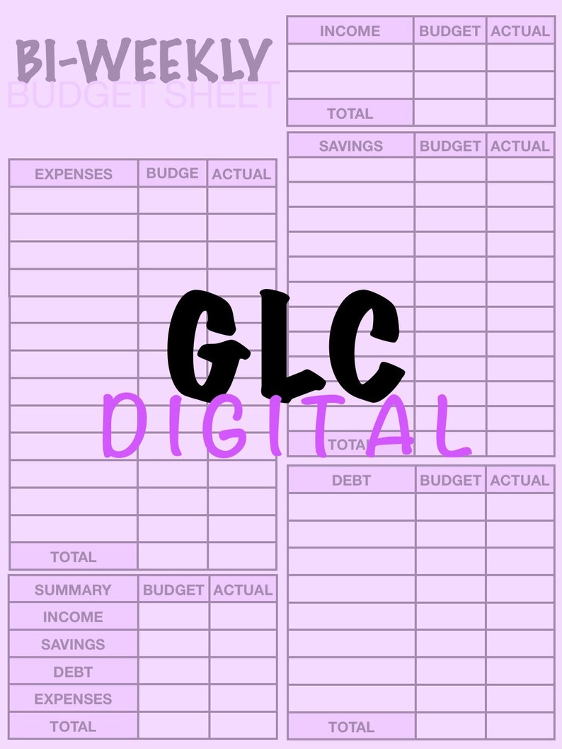 Bi Weekly Budget Spreadsheet Template - Etsy