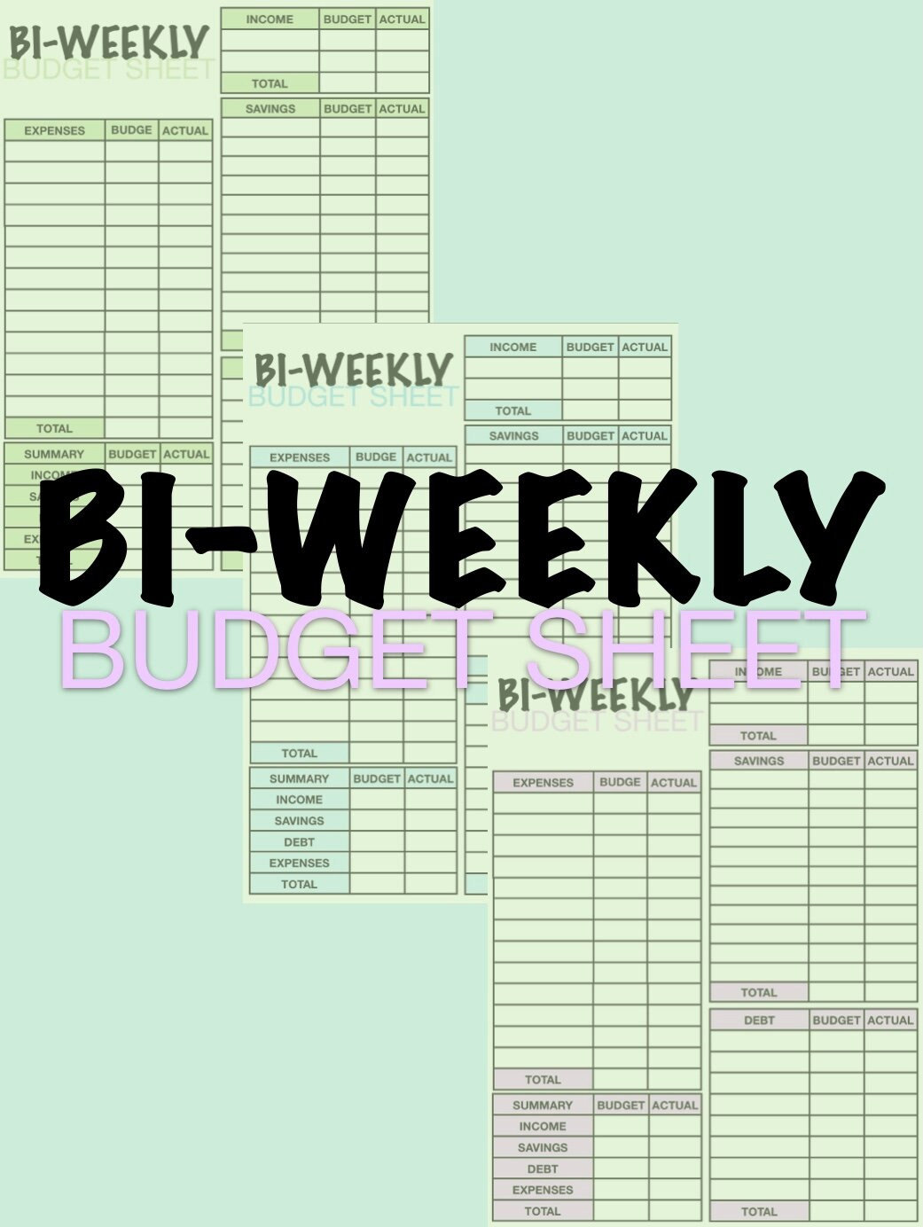 Bi Weekly Budget Spreadsheet Template - Etsy