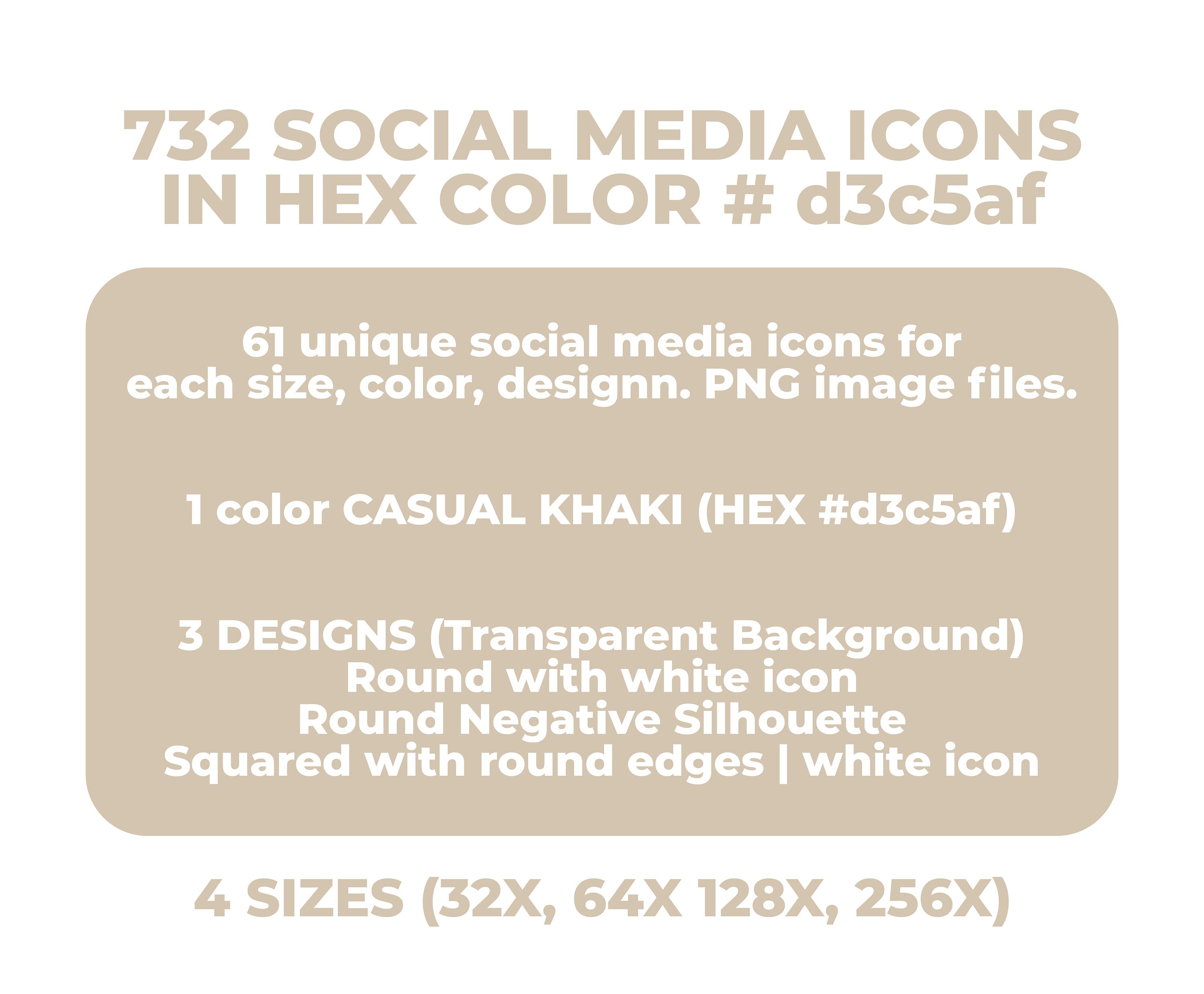 CASUAL KHAKI Social Media Icons Bundle Over 732 Social Media Icons ...