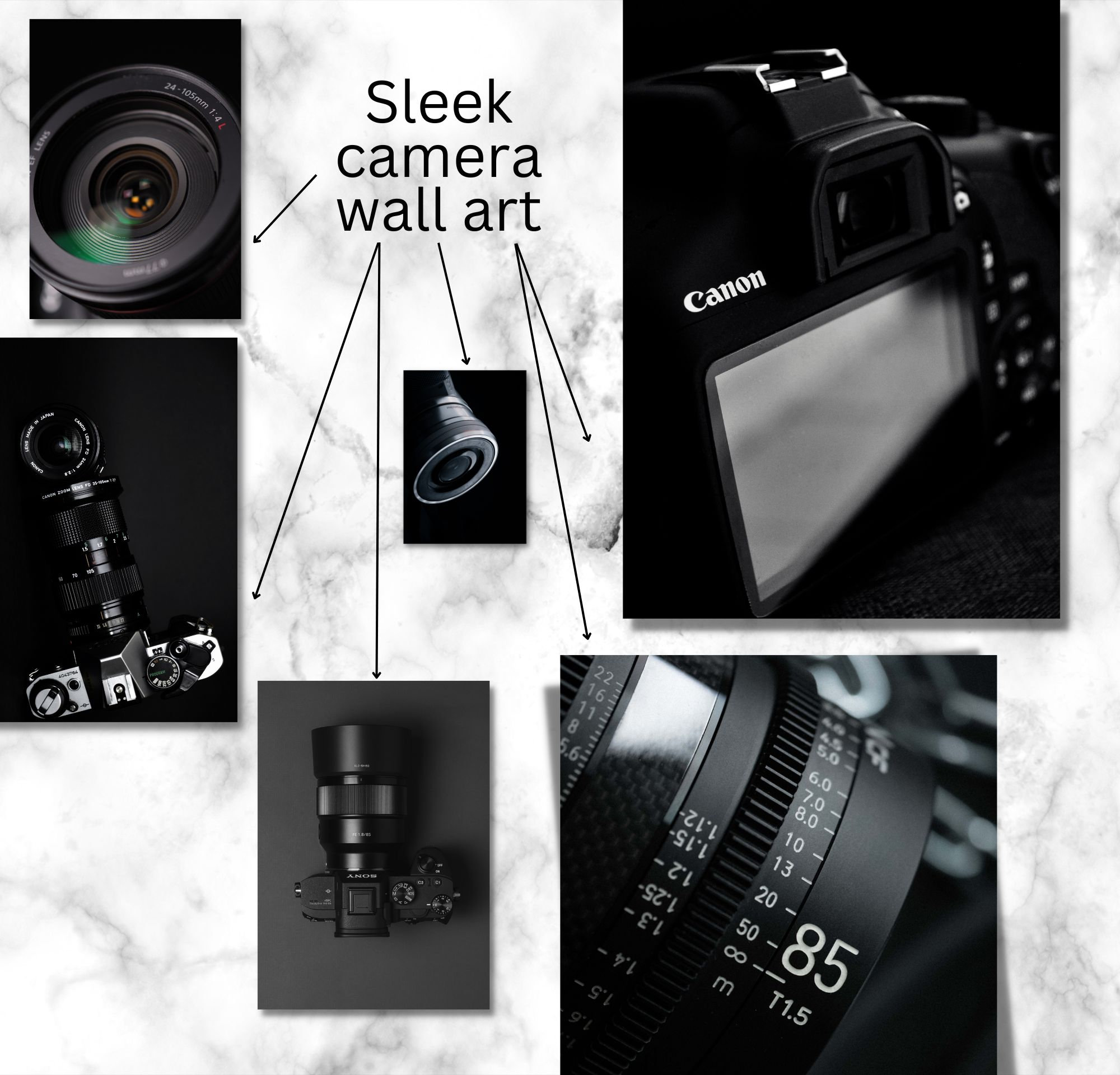 Set of 6 Camera Wall Art, 4 Different Sizes, Camera Prints, Wall Art ...