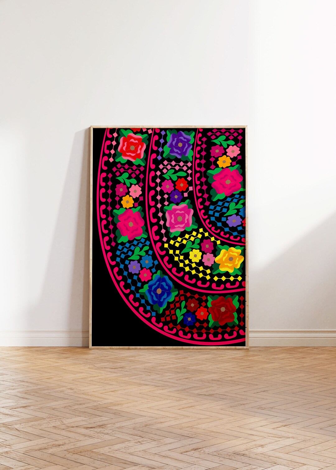 Chiapas Folklorico Black Abstract Art Print, Mexican Folkloric Dress ...