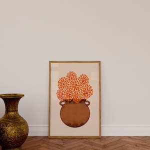 Marigold Flower Art Print: Mexican Clay Pot (digital Download) - Etsy