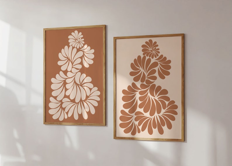Talavera Dress Abstract Art Print: Set of 2 Brown Beige Wall Decor ...