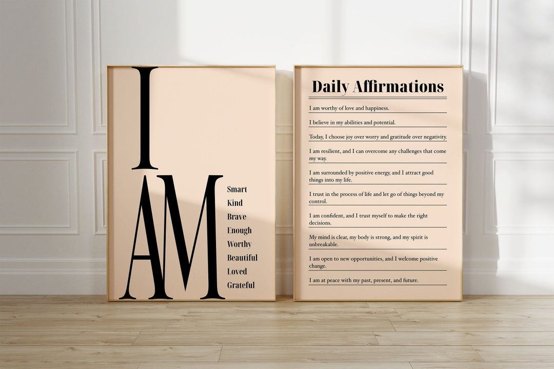 Daily Affirmations Set of 2 Wall Art, Positive Daily Affirmations ...