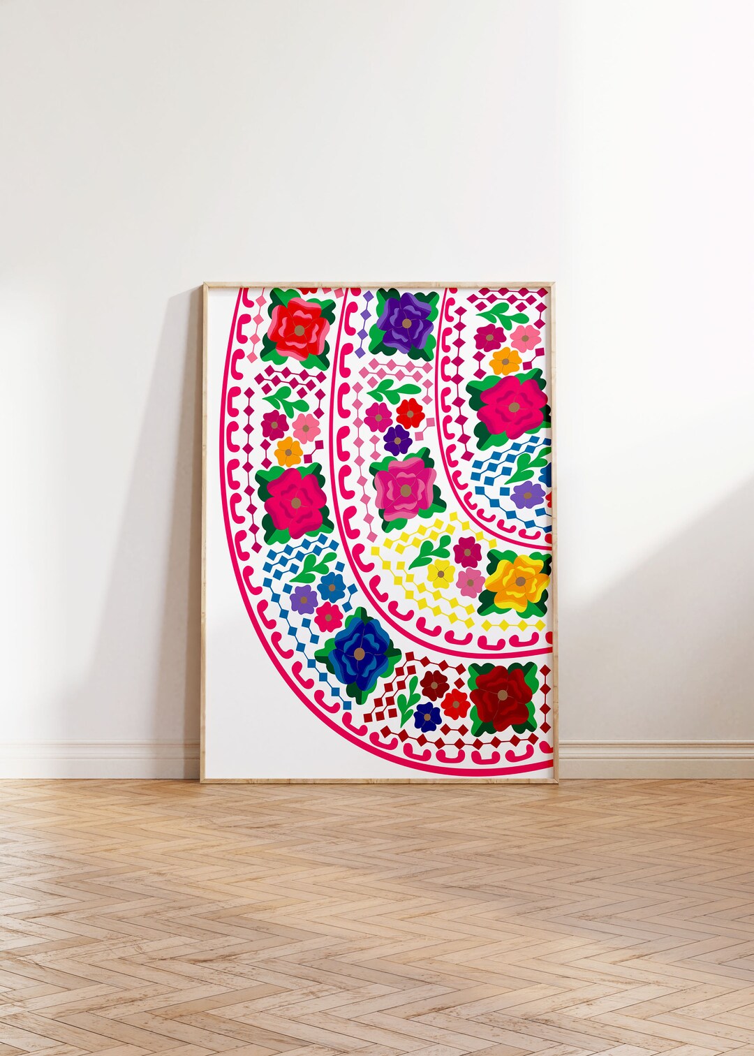 Chiapas Folklorico White Abstract Art Print, Mexican Folkloric Dress ...