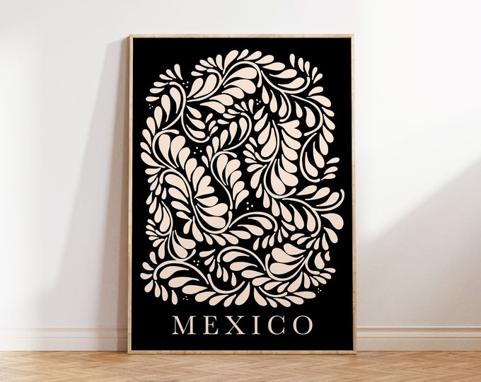 Mexican Poster Sets, Mexican Wall Art Decor, Floral Wall Print, Mexican ...