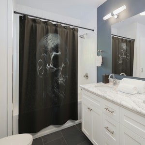 Creepy Demon Shower Curtain, Halloween Demon Skull Decor, Scary Skull ...