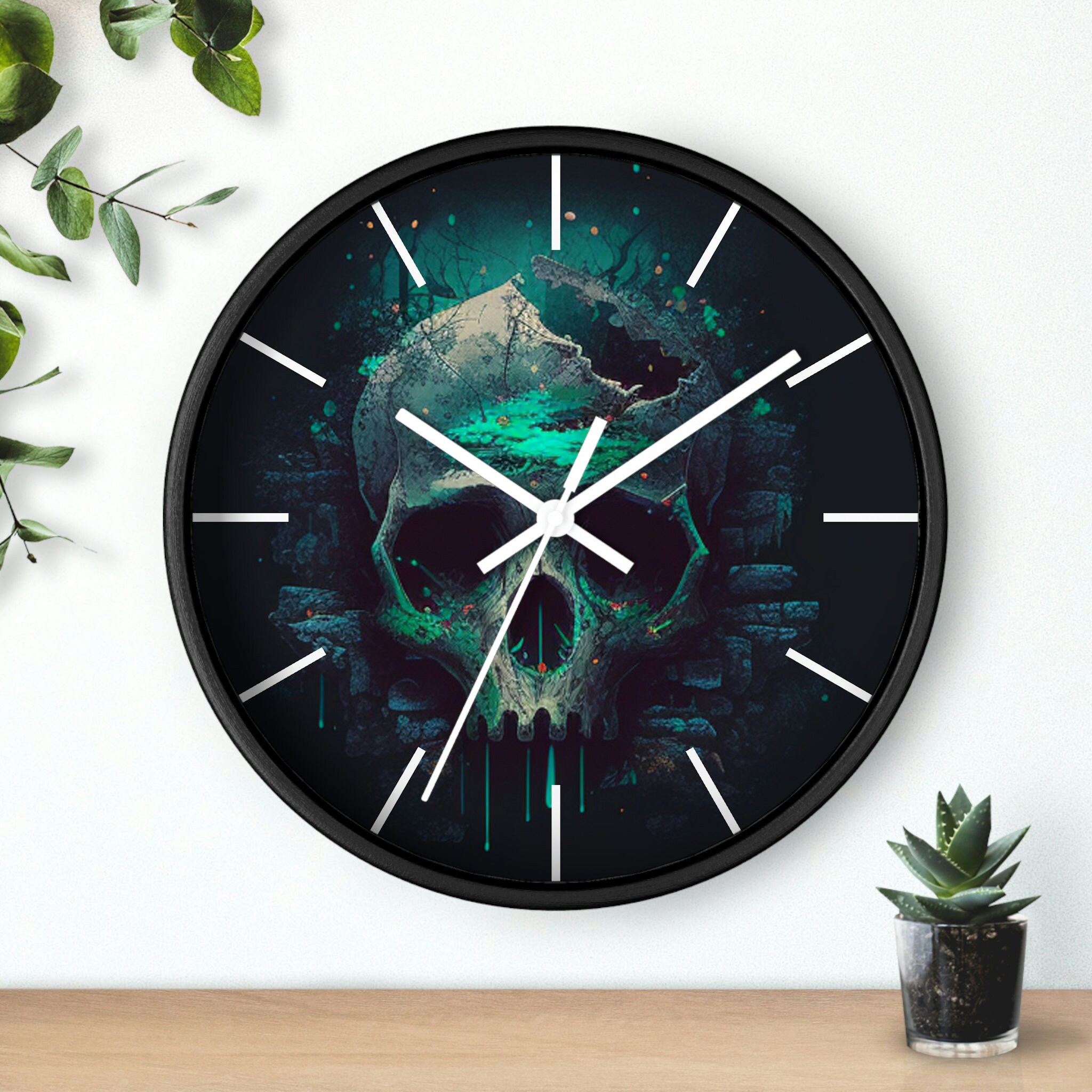Creepy Skull Clock, Halloween Decor, Scary Skull Head, Gothic Decor ...
