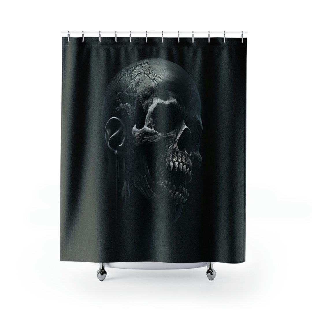 Creepy Demon Shower Curtain, Halloween Demon Skull Decor, Scary Skull ...