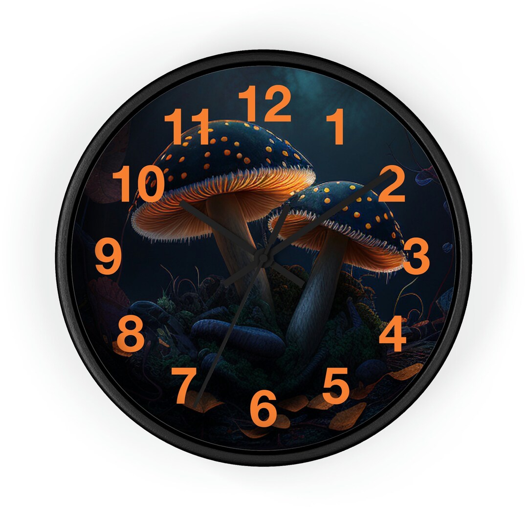 Mushrooms Clock, Fantasy Shrooms, Dark Fungi Clock, Gothic Decor ...