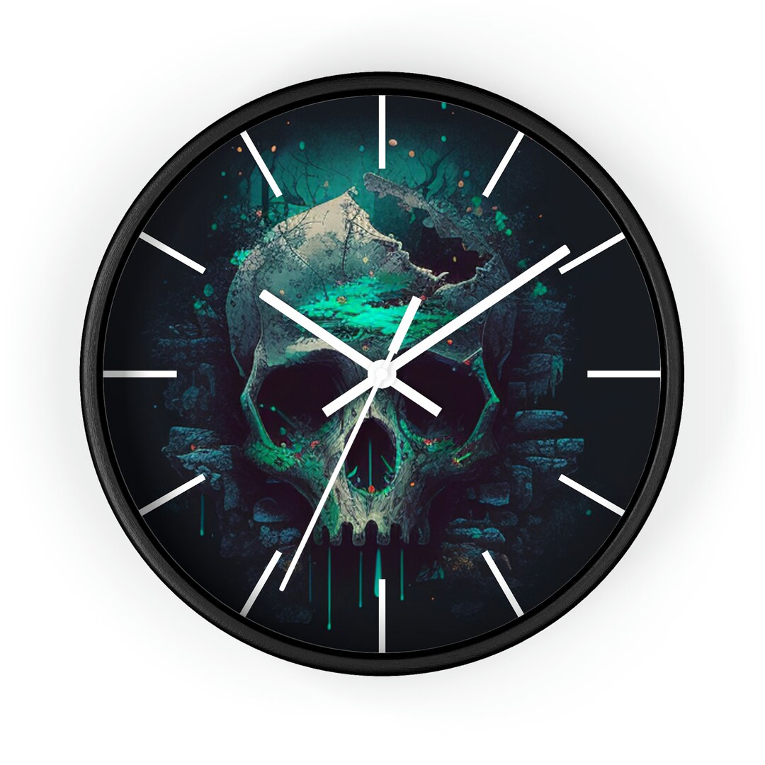 Creepy Skull Clock, Halloween Decor, Scary Skull Head, Gothic Decor ...