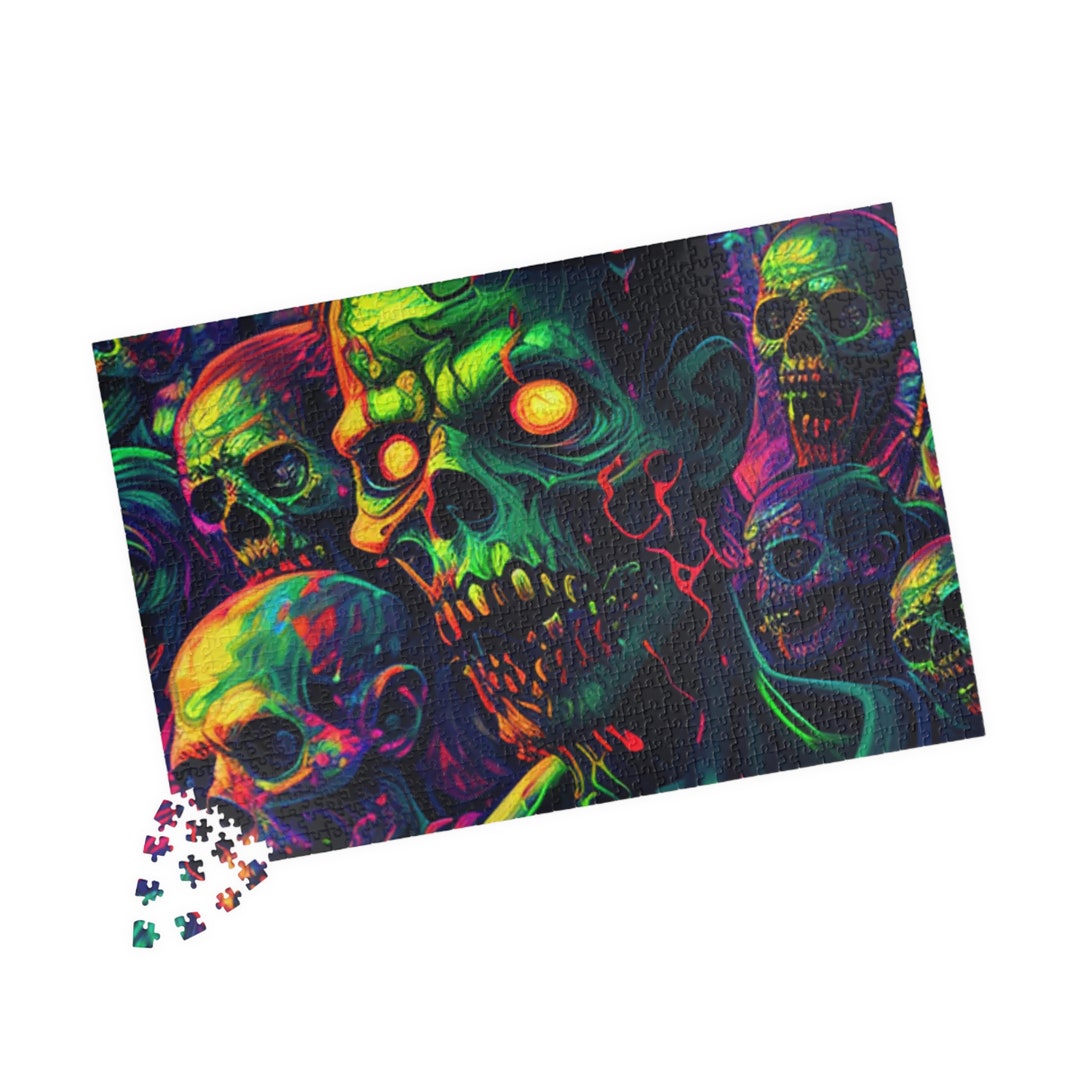 Zombie Horror Jigsaw Puzzle, Halloween Scary Activity, Gothic and ...
