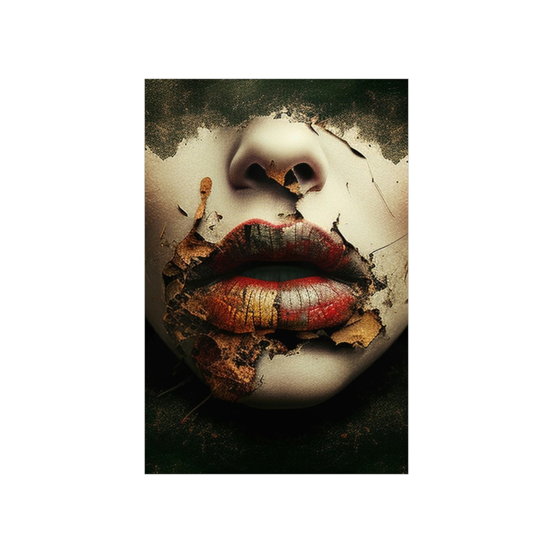 Decaying Lips Poster, Eclectic Broken Mouth Wall Art, Gothic Face ...