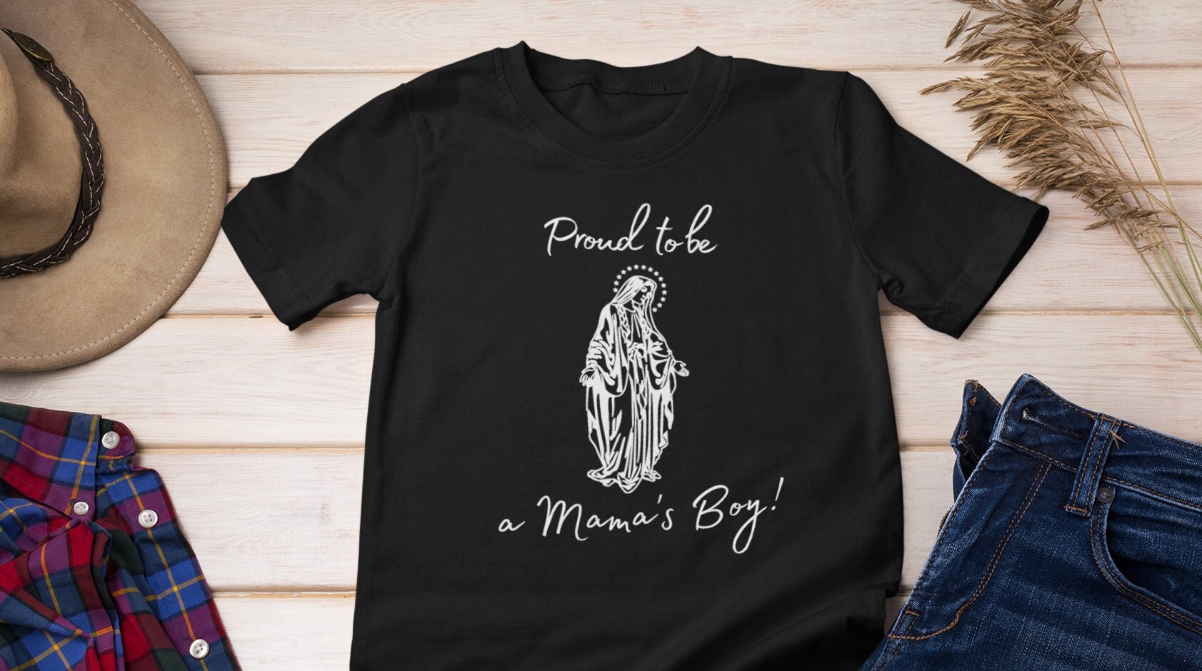 Tshirt Virgin Mary Mama's Boy Blessed Virgin Mary T Shirt Our Blesed ...