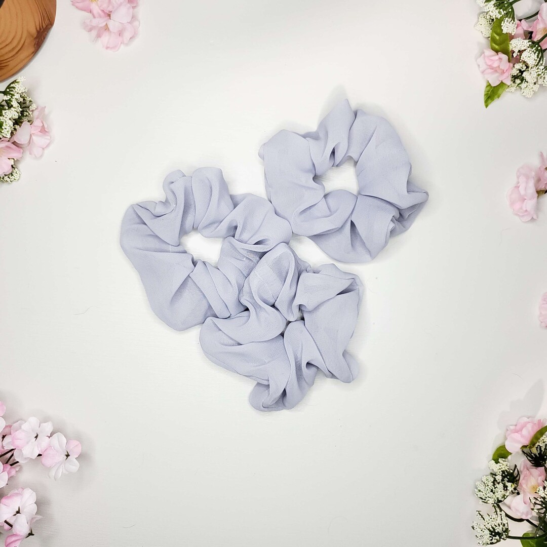 Chiffon Grey Scrunchie Hair Tie | Homemade Scrunchie | Women Hair ...