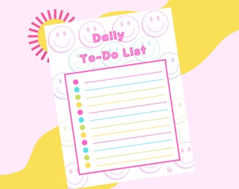 Smiley Face Printable To-do List Printable To-do List To-do - Etsy