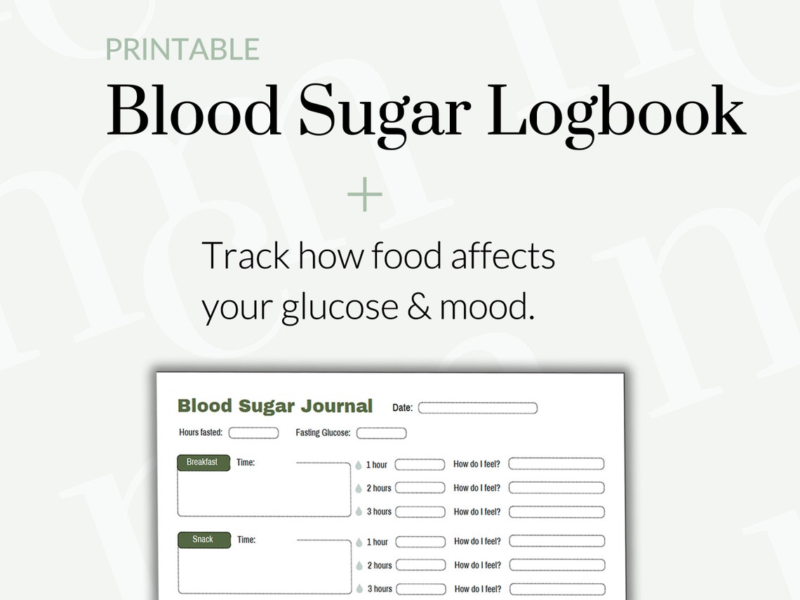 Weekly Blood Sugar Log Printable, Glucose Tracker, Diabetic Log Tracker ...