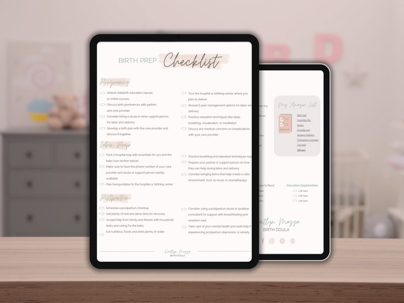 Doula Lead Magnet Birth Preparation Checklist Pregnancy Checklist ...