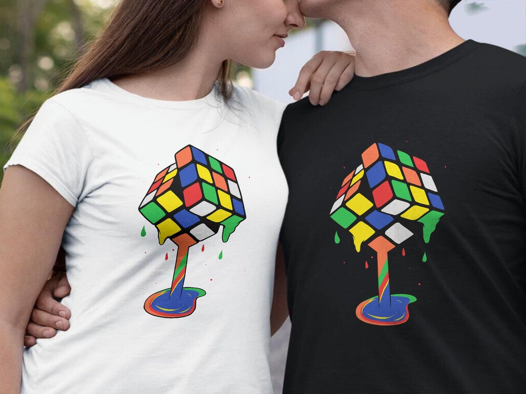 Retro Rubik's Cube Puzzle, Melting Cube Shirt, Colorful and Playful ...