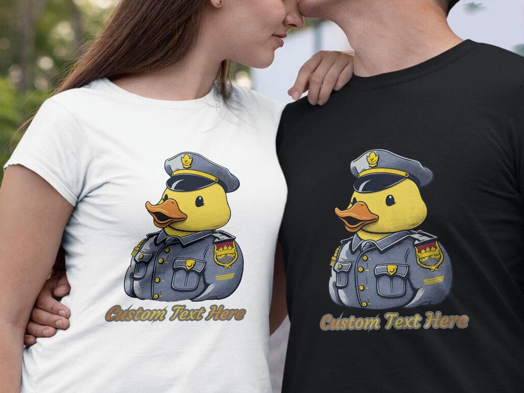 Funny Police Duck Illustration T-shirt, Cute Cartoon Cop Duck Tee ...