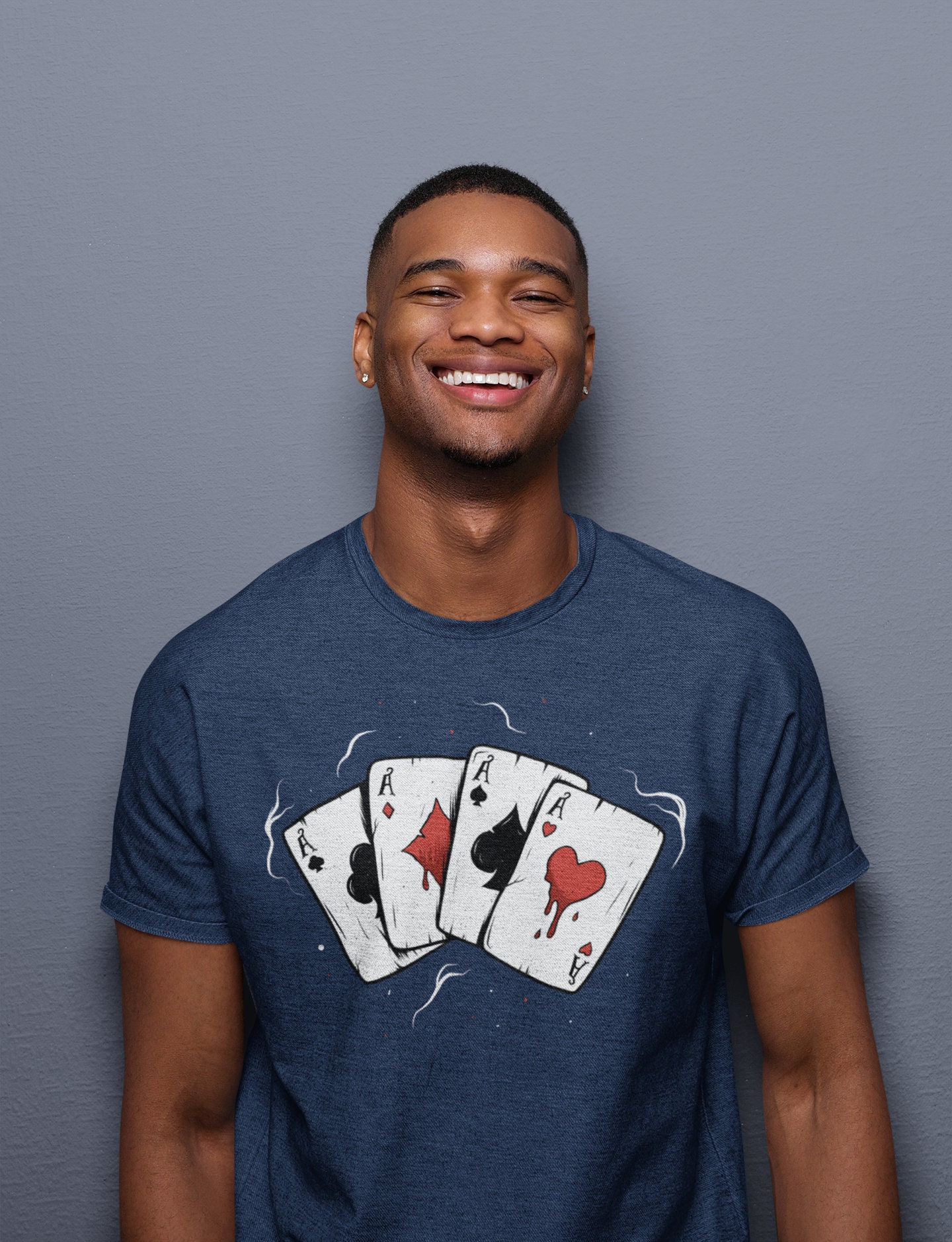 Four Aces T-shirt: Funny and Bold Ace Playing Card Men's Short Sleeve ...