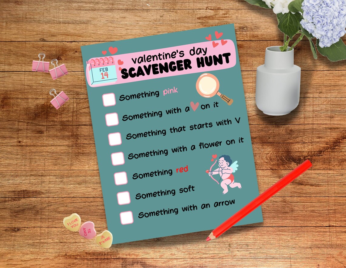 Valentine's Day Printable Scavenger Hunt Activity - Etsy