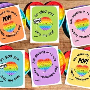 Pop It Fidget Toy Valentine's Day Printable Cards, Non-candy Valentine ...