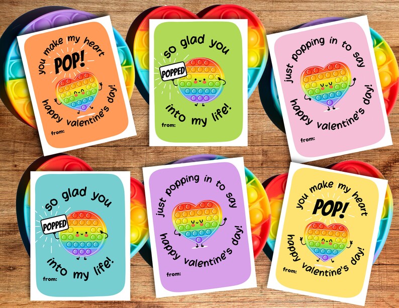 Pop It Fidget Toy Valentine's Day Printable Cards, Non-candy Valentine ...