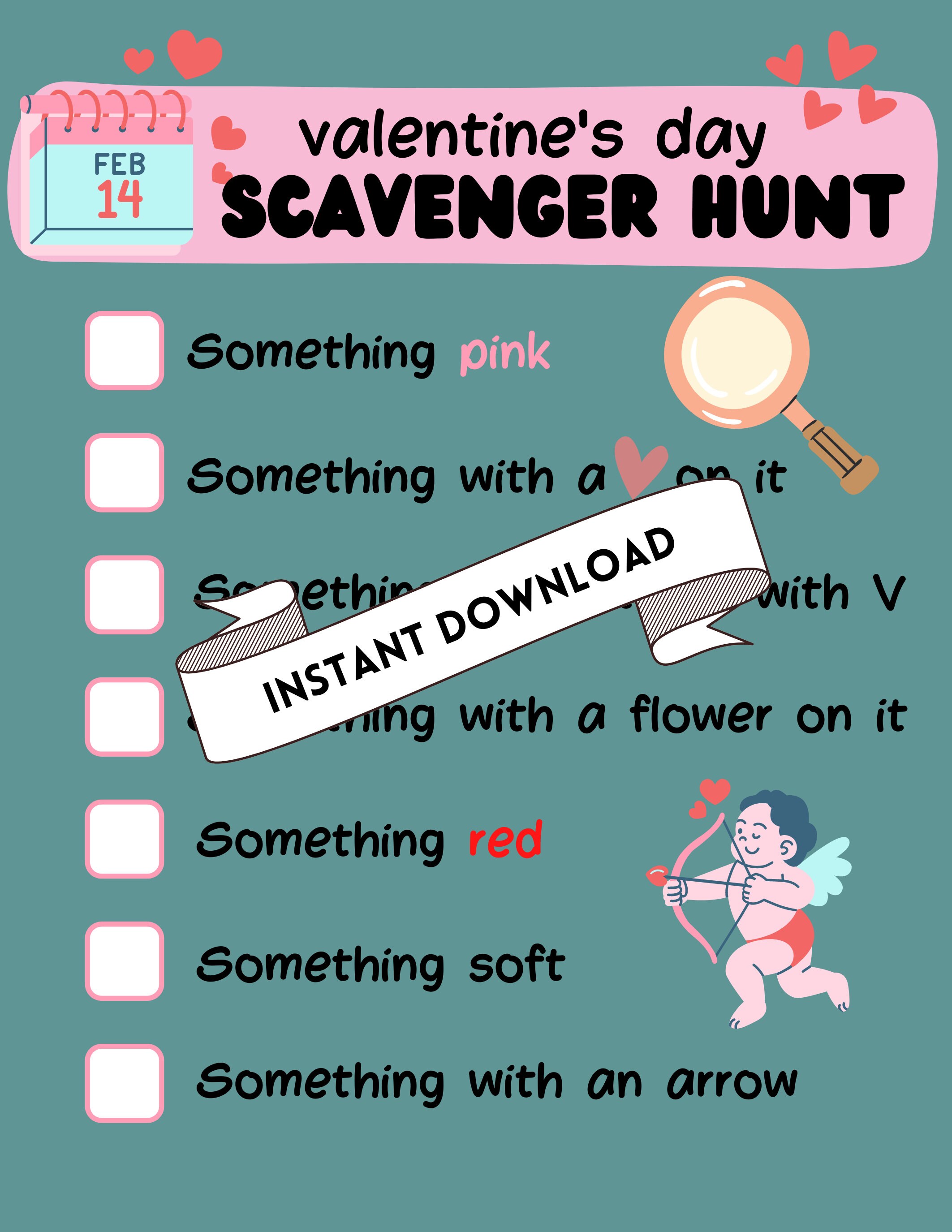 Valentine's Day Printable Scavenger Hunt Activity - Etsy