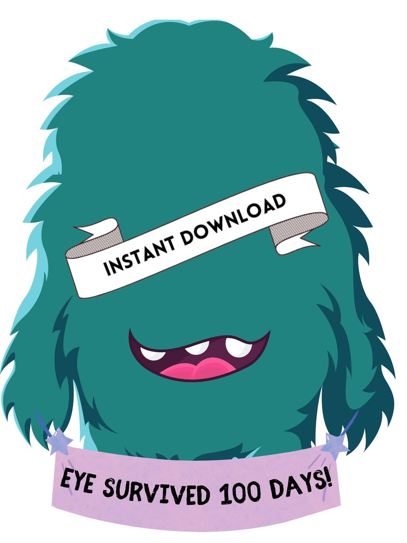 Set of 3 100th Day Activity Monster Sheets Eye Survived 100 Days T ...