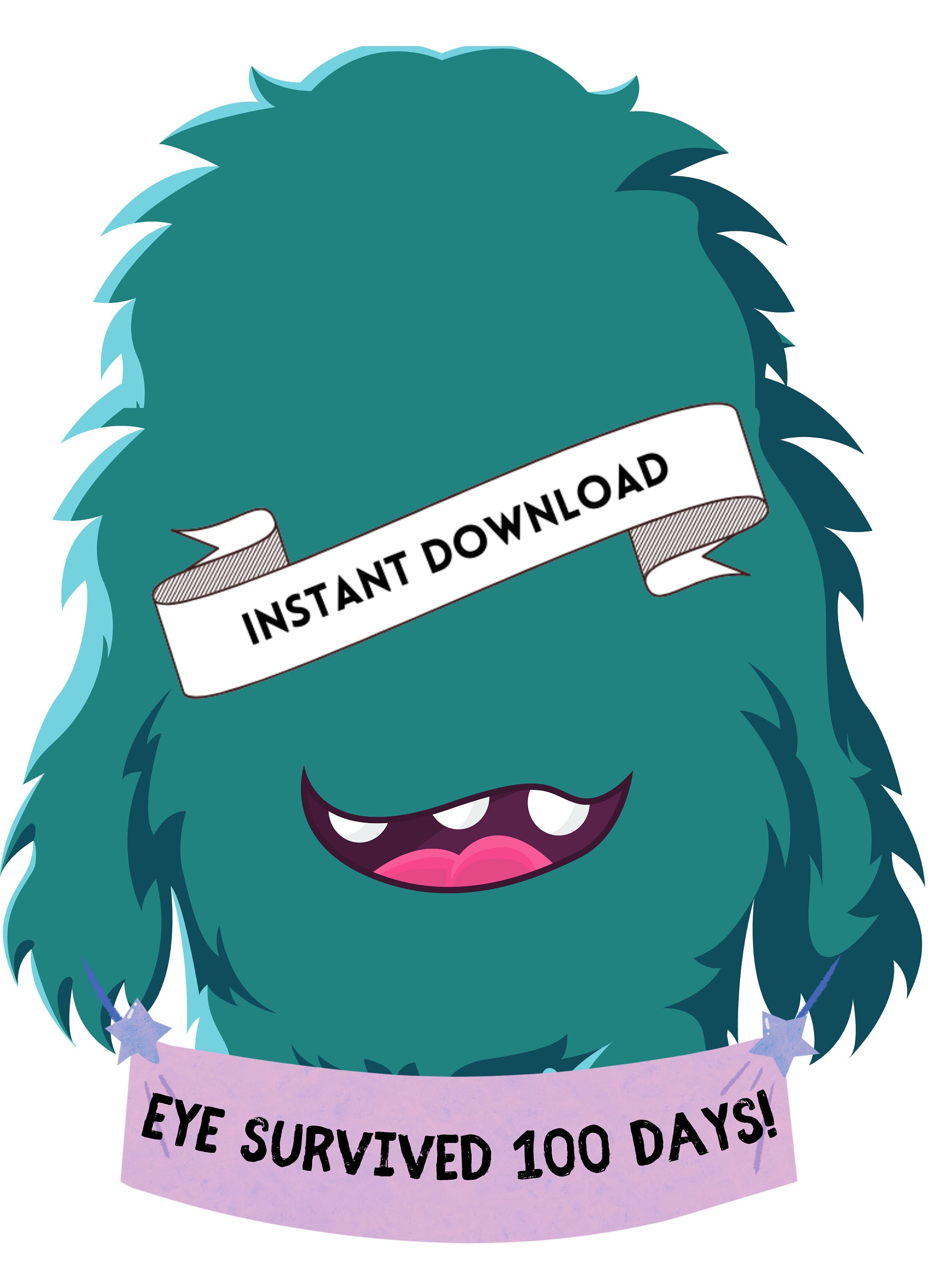 Set of 3 100th Day Activity Monster Sheets Eye Survived 100 Days T ...