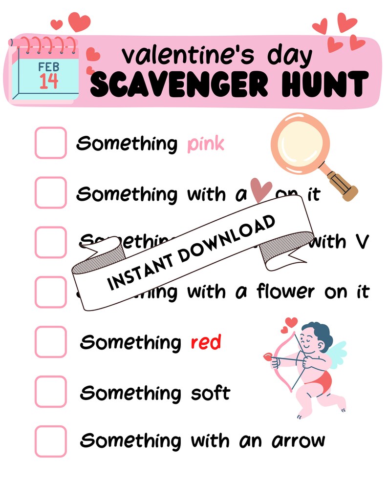 Valentine's Day Printable Scavenger Hunt Activity - Etsy