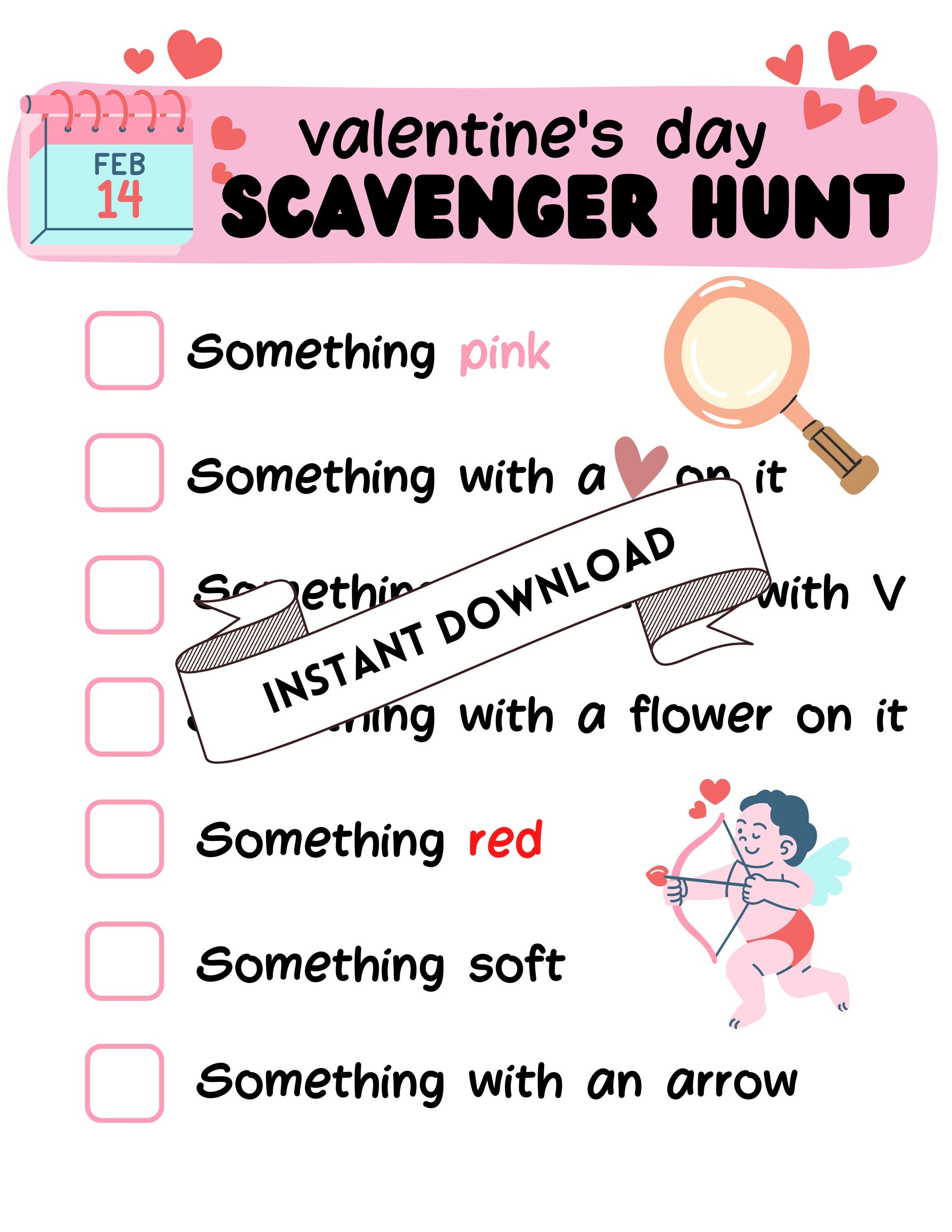 Valentine's Day Printable Scavenger Hunt Activity - Etsy