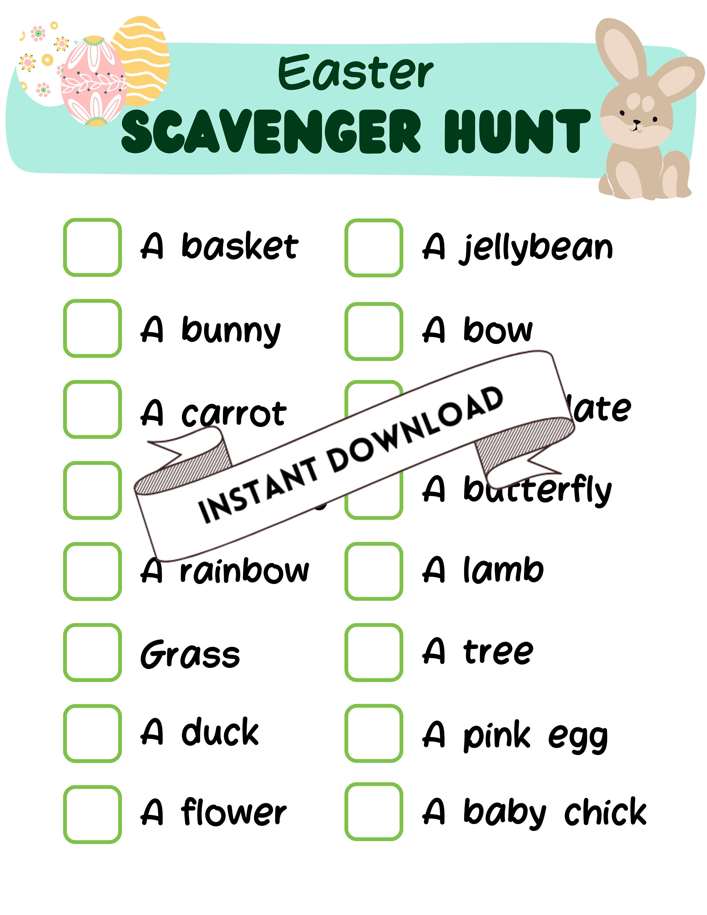 Easter Printable Scavenger Hunt / Checklist Activity for Kids - Etsy