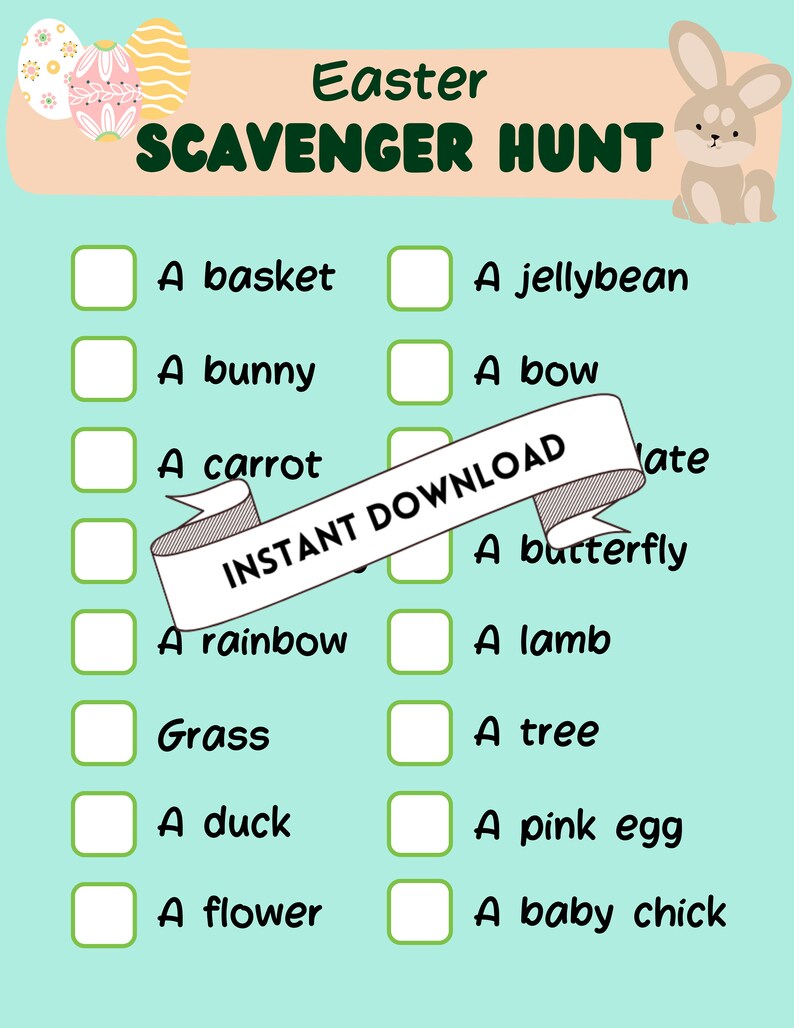 Easter Printable Scavenger Hunt / Checklist Activity for Kids - Etsy