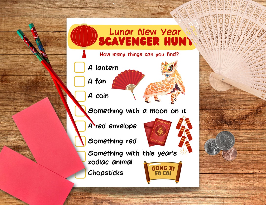 Lunar New Year Chinese New Year Printable Scavenger Hunt Checklist ...
