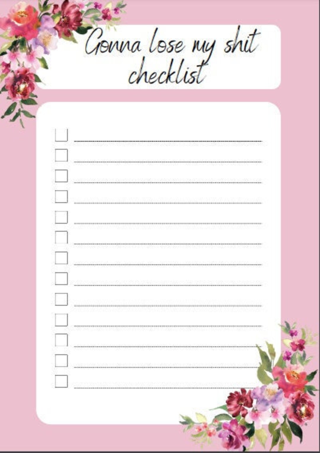 Gonna Lose My Shit Check List Printable. - Etsy
