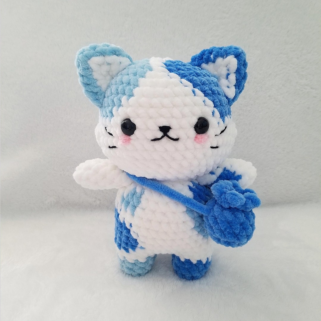 Amigurumi Blueberry Cat Crochet Plushie - Handmade Kitty Stuffed Animal ...