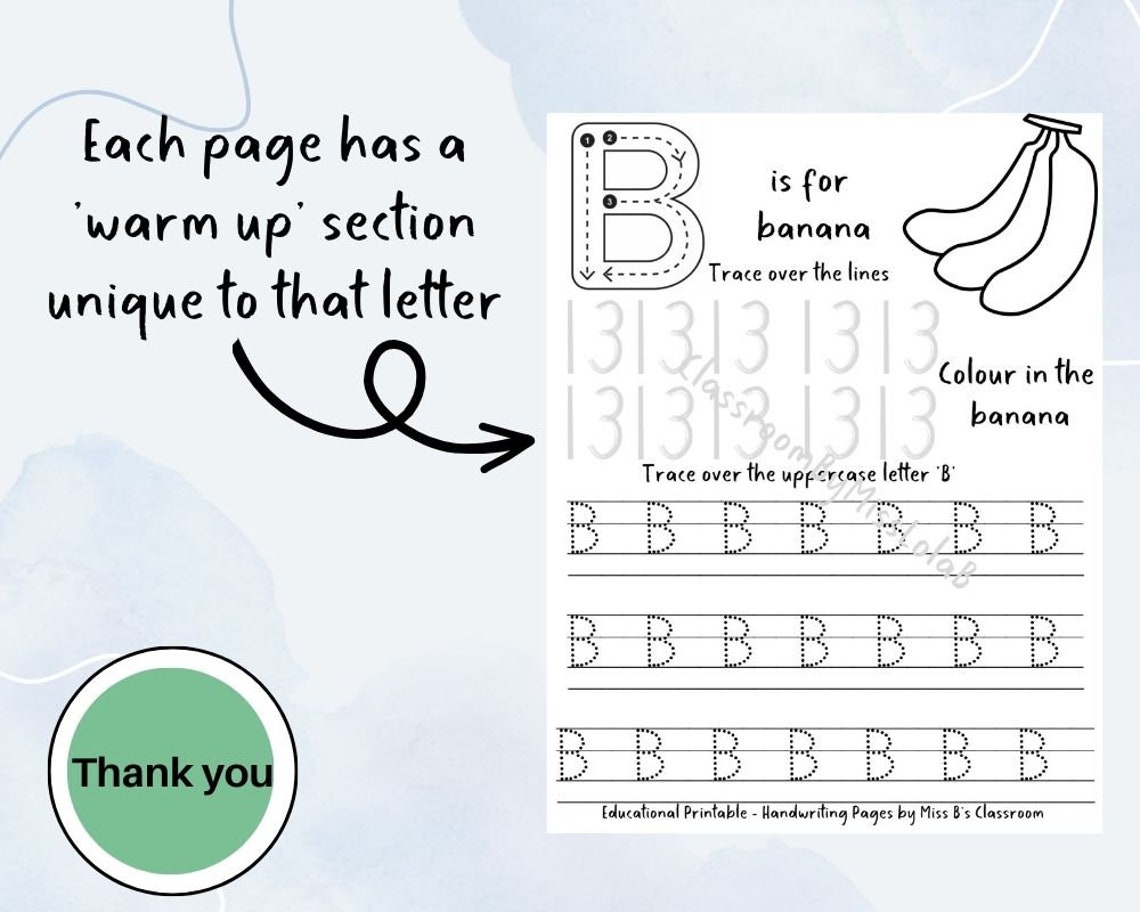 Alphabet Tracing A-Z Handwriting Practice Uppercase and - Etsy