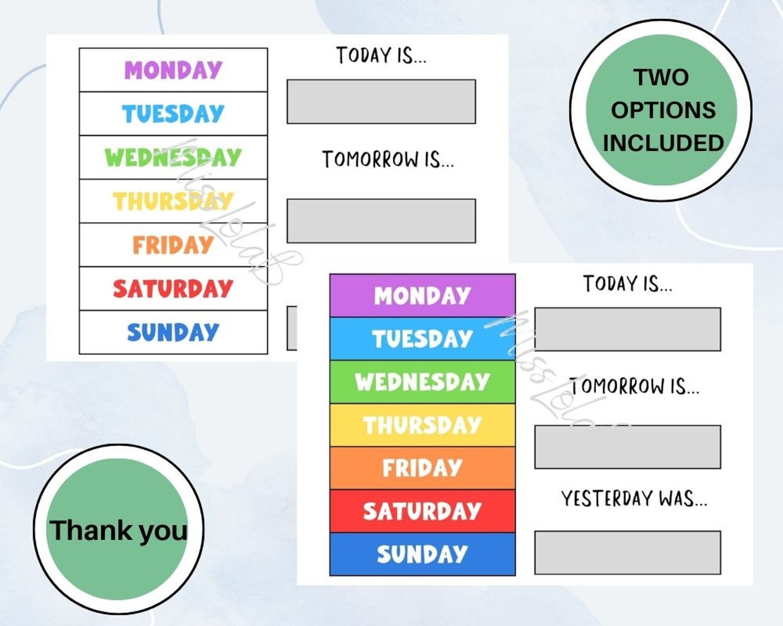 Days of the Week, Ordering Activity, Velcro, Calendar, Printable Mat ...