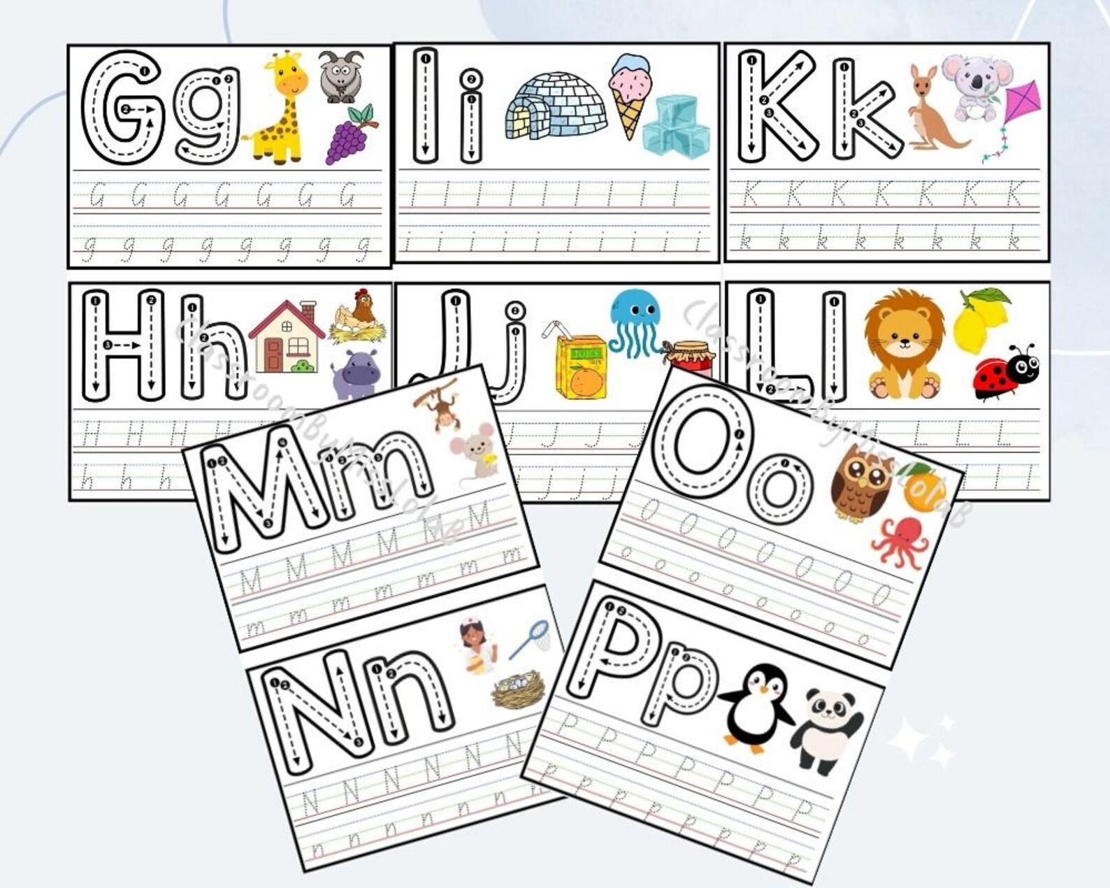 Alphabet Tracing Mat, Handwriting, Printable, Playdoh, Letter Formation ...