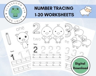 Preschool Number Writing Practice Worksheet Printable Tracing - Etsy