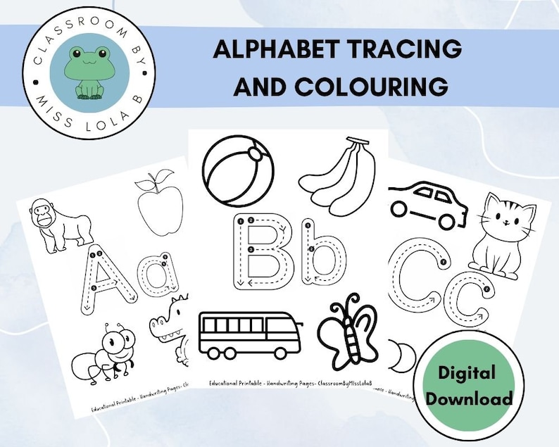 Alphabet Tracing and Colouring, Handwriting Practice, Letter Formation ...