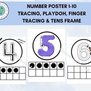 Number Worksheets 1-10, Tracing, Make It, Finger Tracing, Tens Frame ...