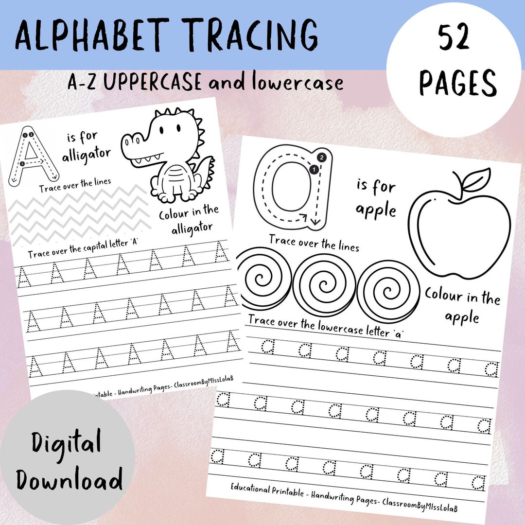 Alphabet Tracing A-Z Handwriting Practice Uppercase and - Etsy