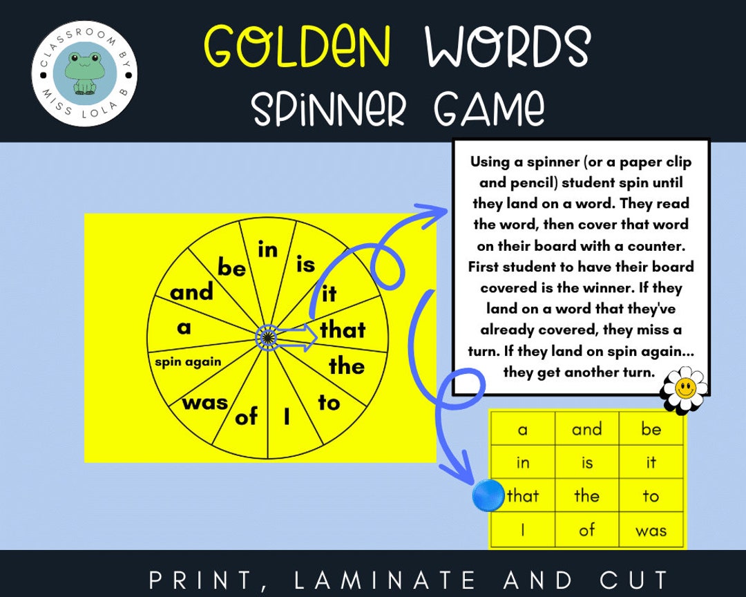Golden Words Spinner Game - Etsy