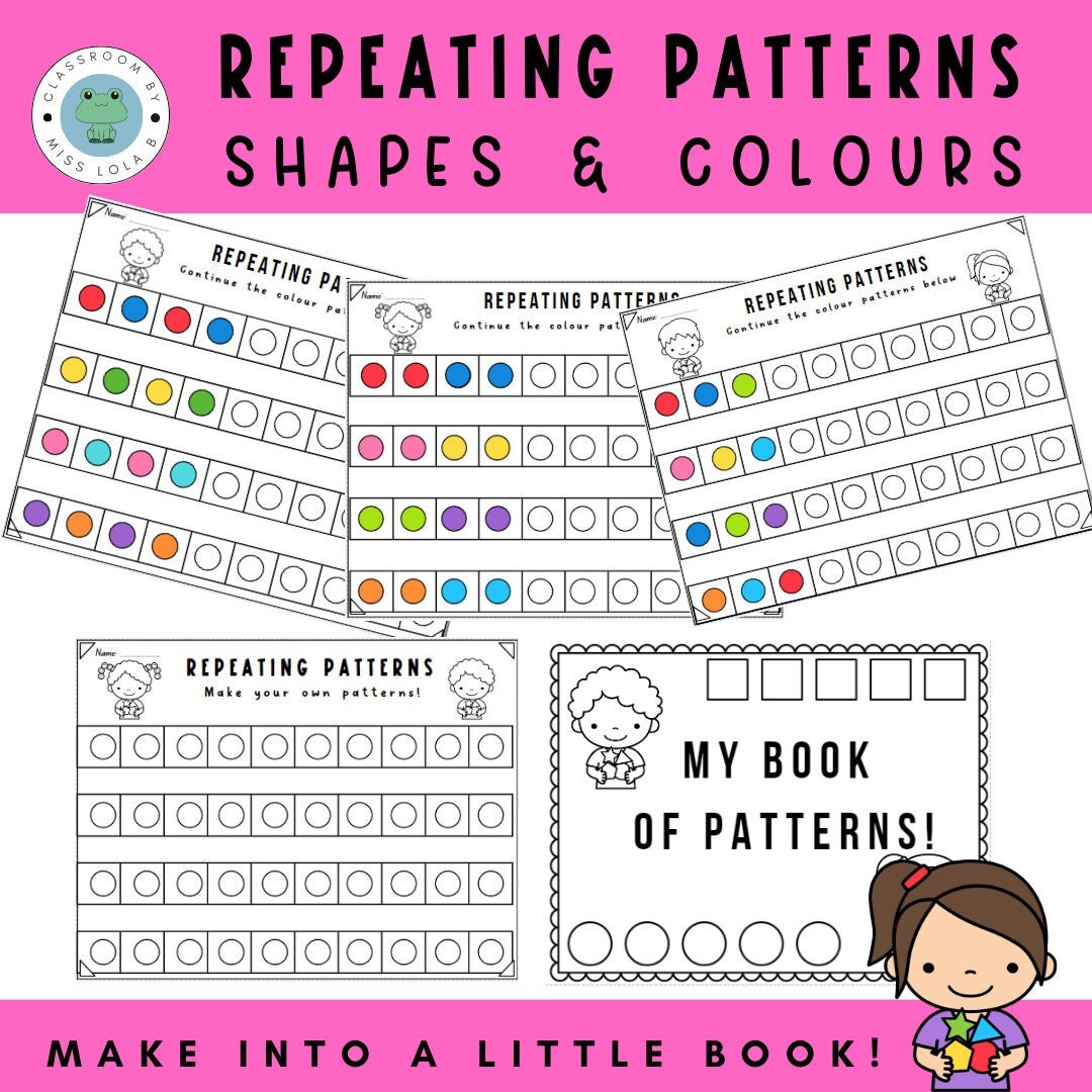 Repeating Patterns - Shapes and Colours - Printable - Kindergarten ...