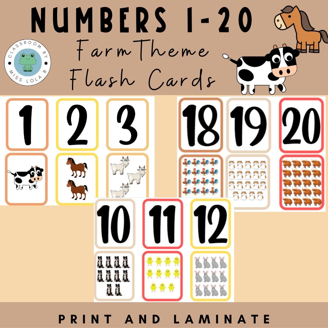 Memory Game, Numbers 1-20, Kindergarten, Prep, Farm Theme, Game ...