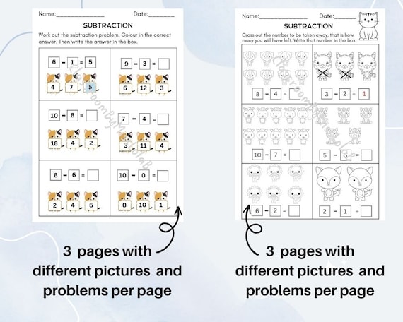 Hojas De Trabajo De Resta De Línea Numérica Para Primer Grado