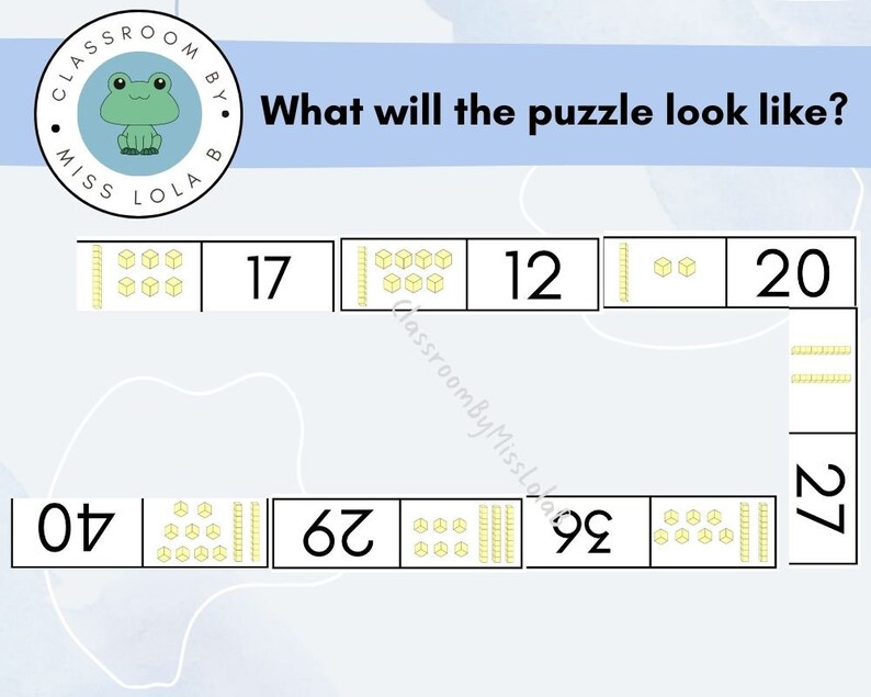 Two Digit MAB and Numbers 10-50 Puzzle, Printable, Game, Puzzle, Grade ...